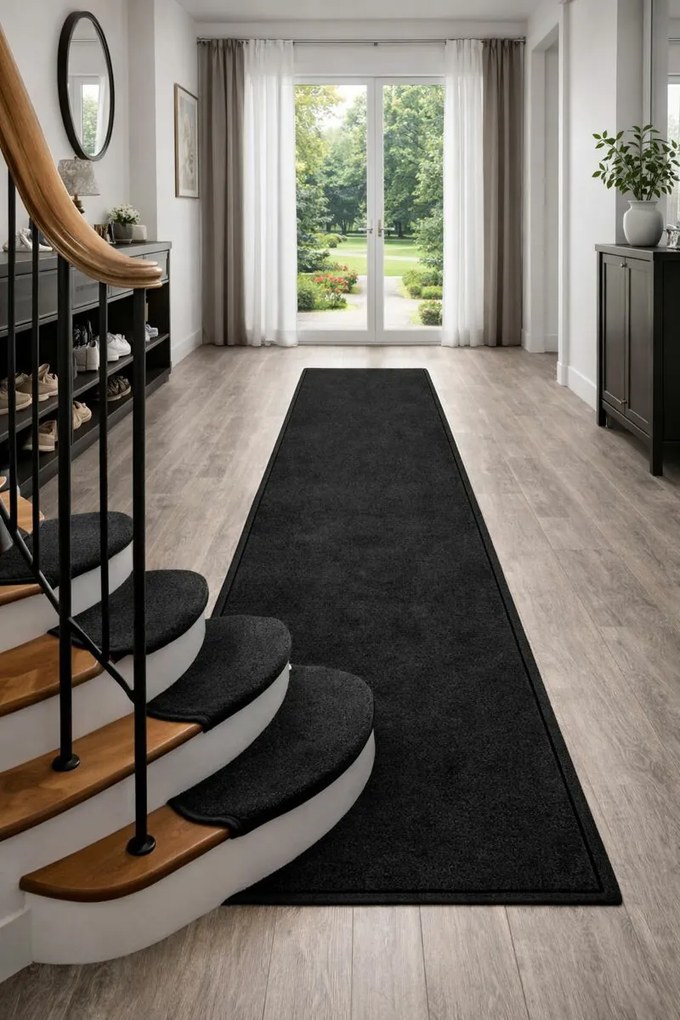 Vopi Nášlapy na schody Eton černý obdélník, samolepící - 24x65 obdélník (rozměr včetně ohybu)