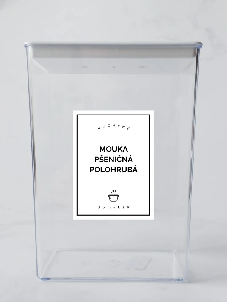 MOUKA PŠENIČNÁ POLOHRUBÁ - omyvatelná samolepka na dózu, výběr rozměrů Ø 5 cm / 5 x 5 cm / 6 x 8 cm | DomaLEP