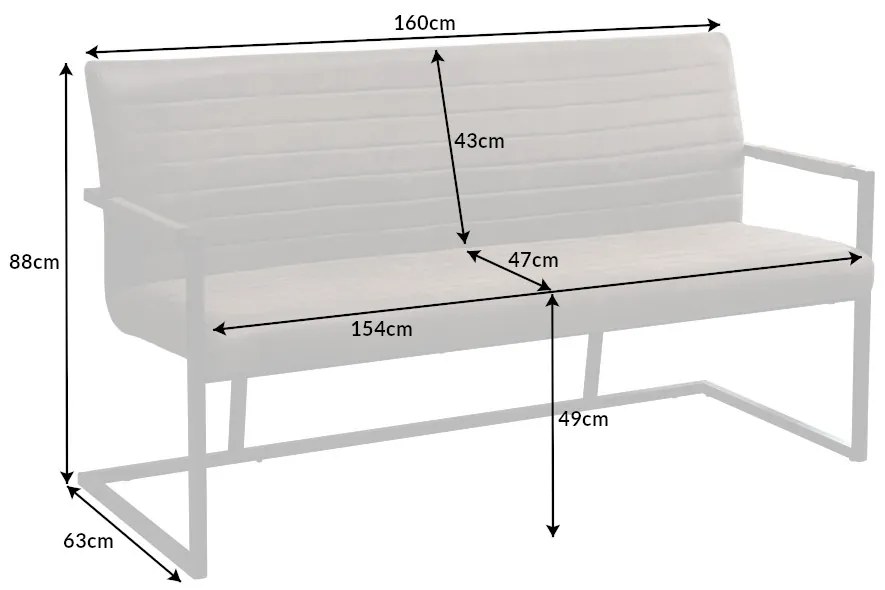 Designová lavice Maximiliano 160 cm vintage taupe