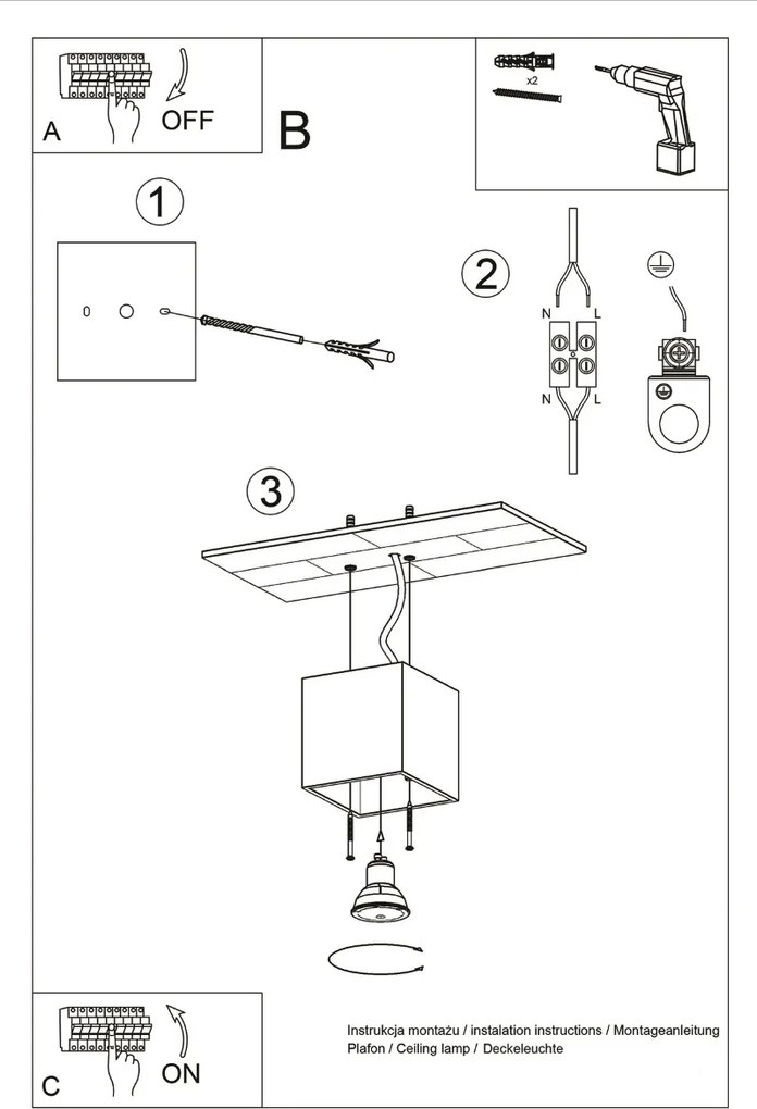 Sollux Lighting Stropní lampa QUAD 1 antracitová