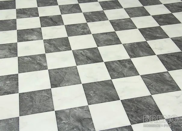Breno PVC SMARTEX Holywell 990M - šedo-bílá dlažba, šíře 100 cm
