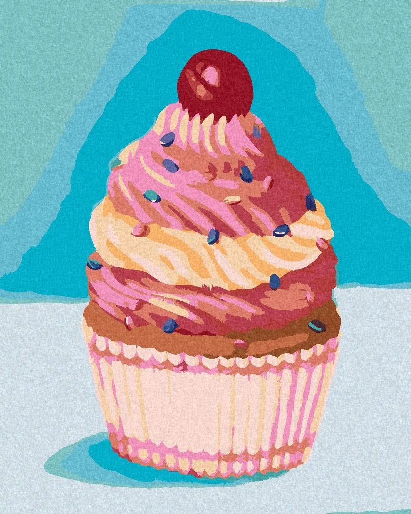 zuty zuty - malování podle čísel - cupcake s růžovým krémem (myroslava voloschuk), 40x50 cm, plátno+rám