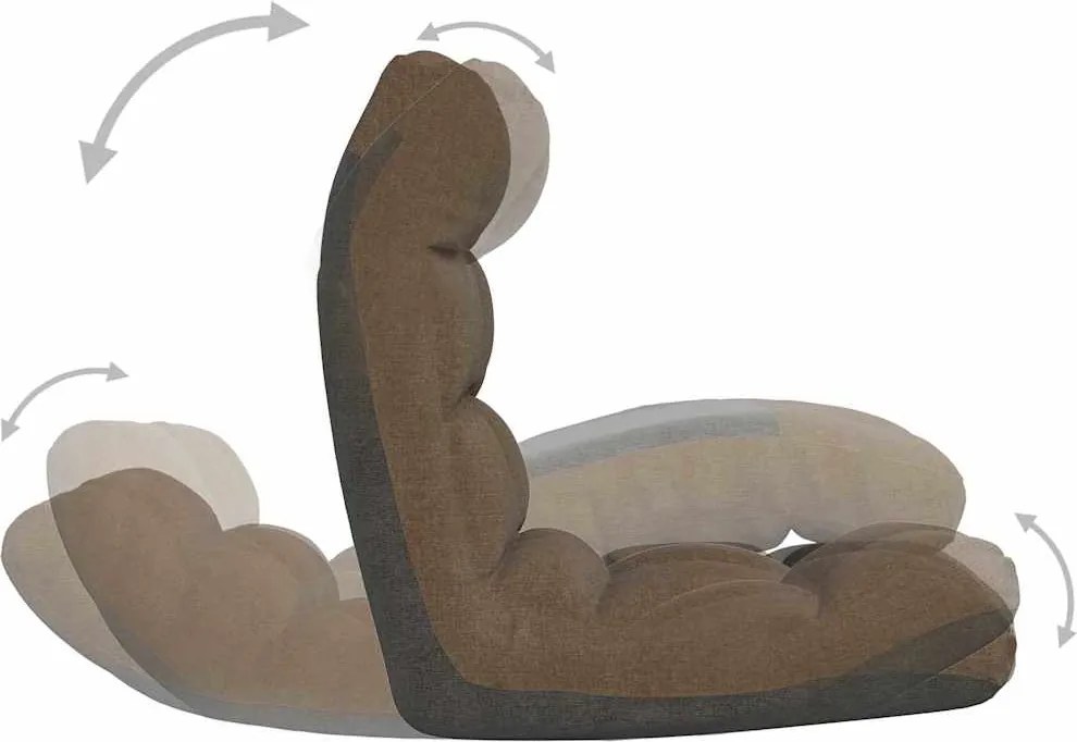 Skládací lenoška na podlahu hnědá textil 336587