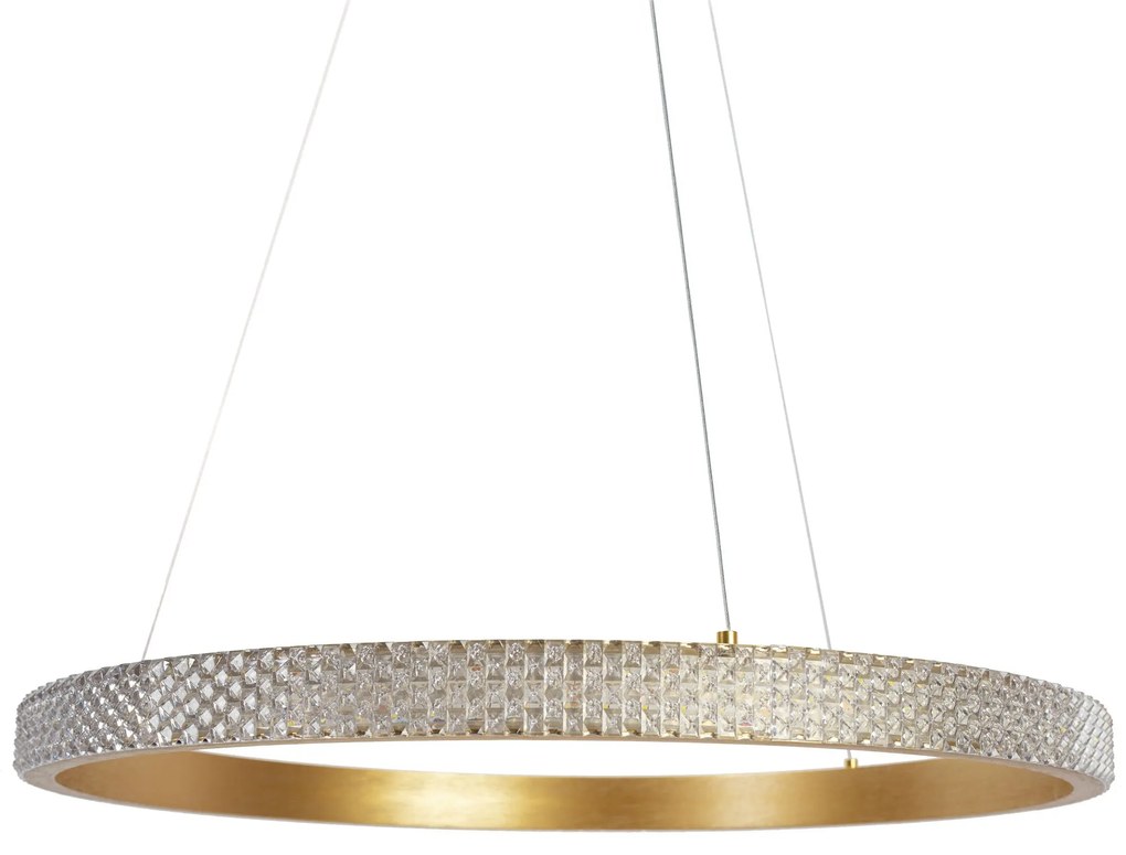 Toolight Toolight, LED křišťálové závěsné svítidlo 60x60 cm APP1203-CP, zlatá, OSW-04592