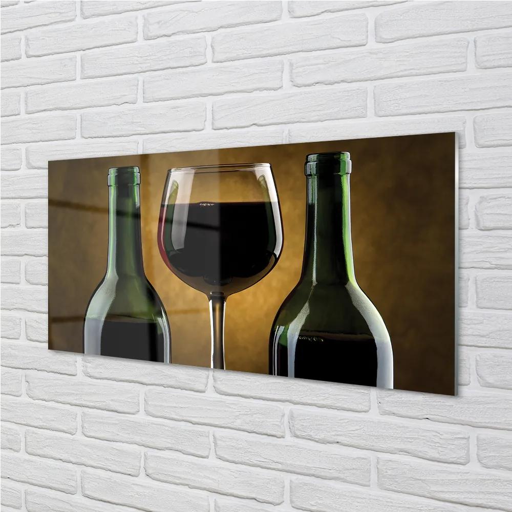 akrylový obraz 2 láhve sklenice na víno 100x50 cm