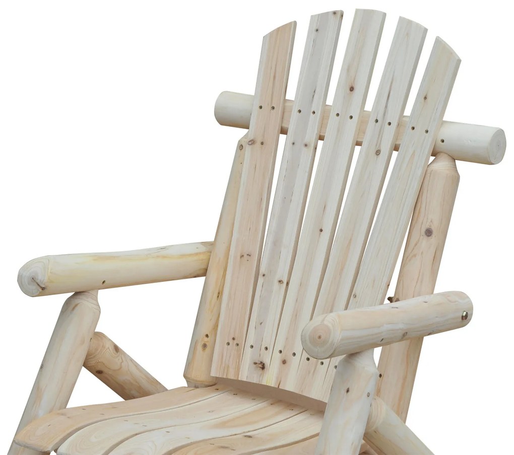 Outsunny Adirondack zahradní židle zahradní křeslo dřevěná židle s vysokým opěradlem a područkami jedlové dřevo přírodní 83 x 68 x 101 cm | Aosom