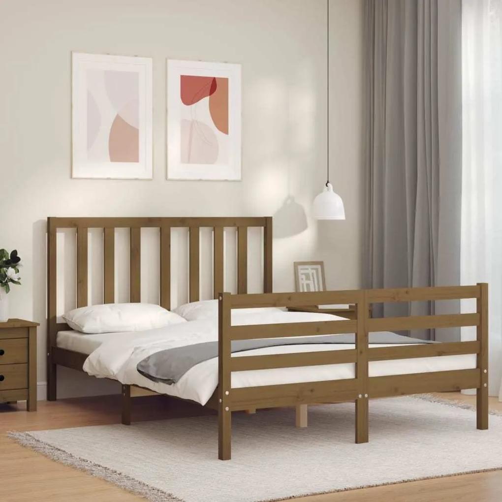 vidaXL Rám postele s čelem 120 x 200 cm masivní dřevo [3193852] Barva: Černá