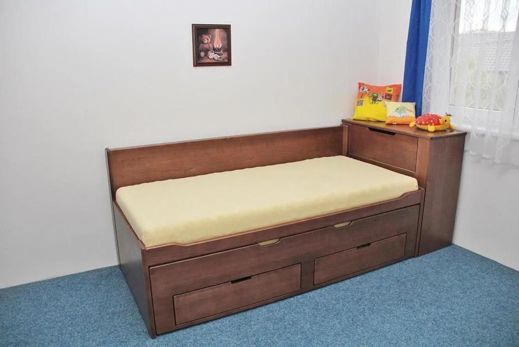 NábytekProNás Výsuvná postel Alka - peřináč v čele (MASIV) ROZMĚR: 90 x 200 cm