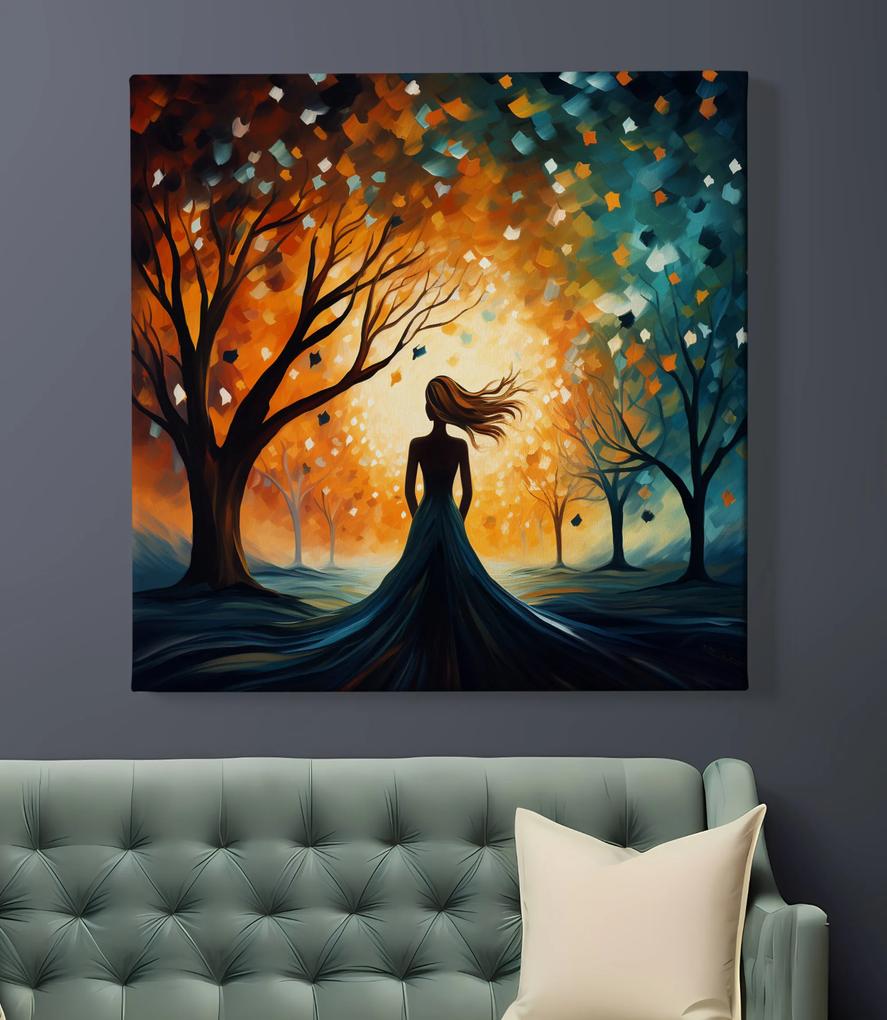 Obraz na plátně - Sefira prochází stromovou alej FeelHappy.cz Velikost obrazu: 60 x 60 cm