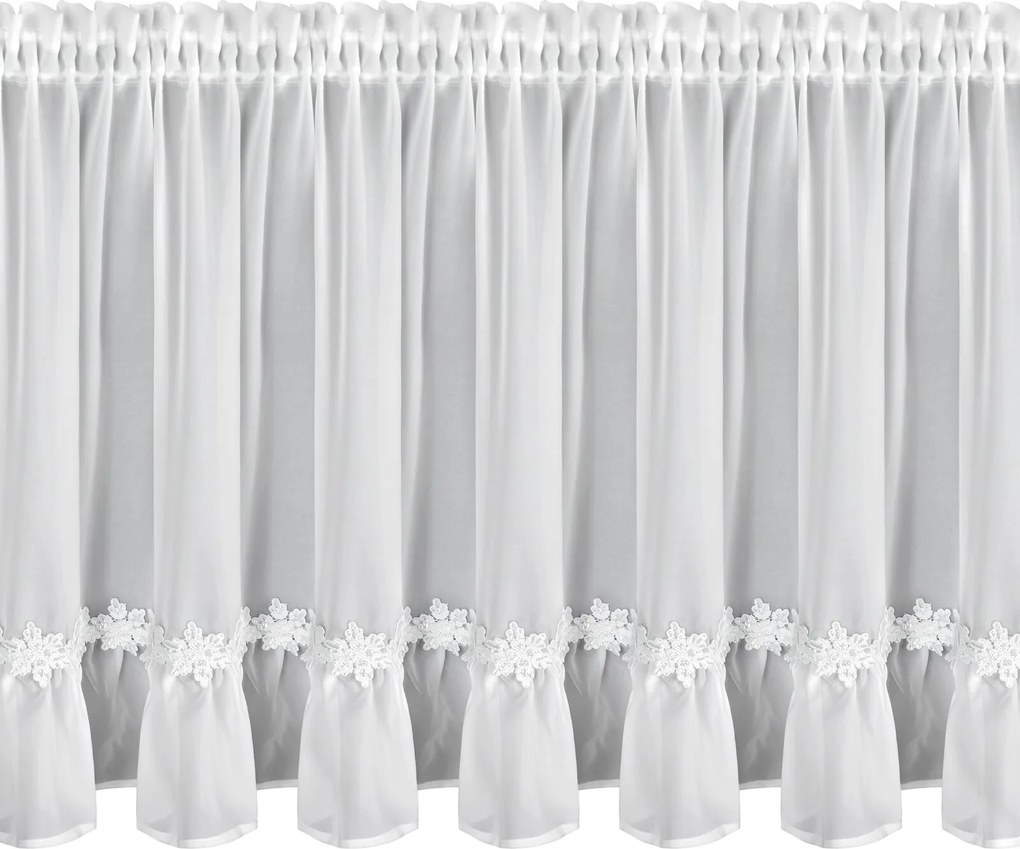KRÁTKÁ VÁNOČNÍ ZÁCLONA NA PÁSCE FLAKE 150X70 CM BÍLÁ