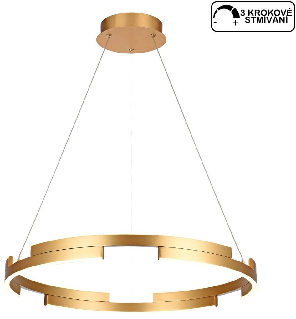 Světla a lustry REDO GROUP Zlaté kruhové světlo na lanku Redo 01-3172 CASTLE/  průměr 60 cm/ LED 36W