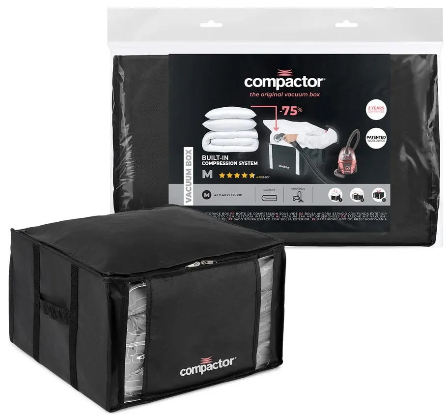 Černý úložný box na oblečení Compactor XXL Black Edition 3D Medium, 125 l