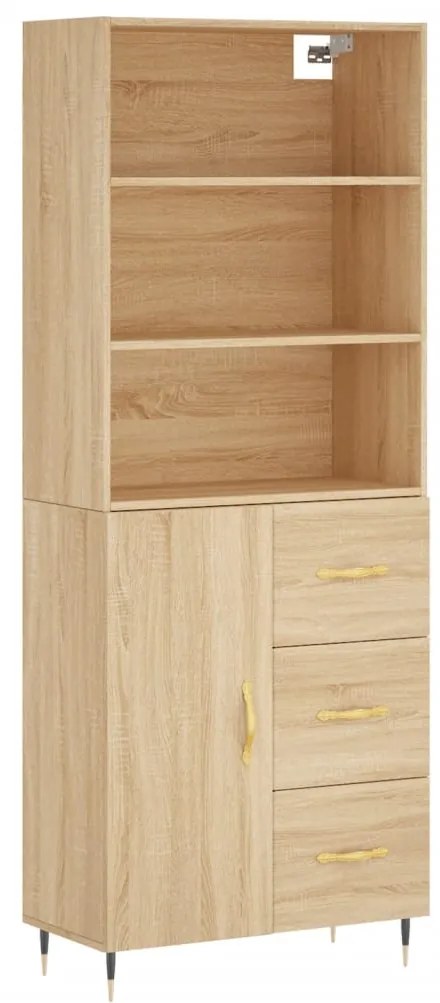 Skříň highboard dub sonoma 69,5 x 34 x 180 cm kompozitní dřevo,  3189424