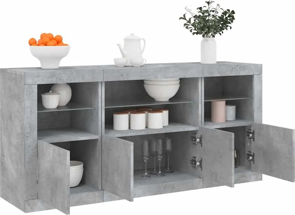 Příborník s LED osvětlením betonově šedý 142,5 x 37 x 67 cm 3209068