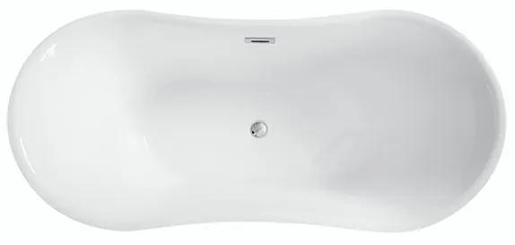 Besco Akrylátová volně stojící vana Amber Glam S 170x80 Barva: Bílá/stříbrná, Rozměry (cm): 170x80, Typ a barva výpustě: Click-Clack s přepadem, grafit