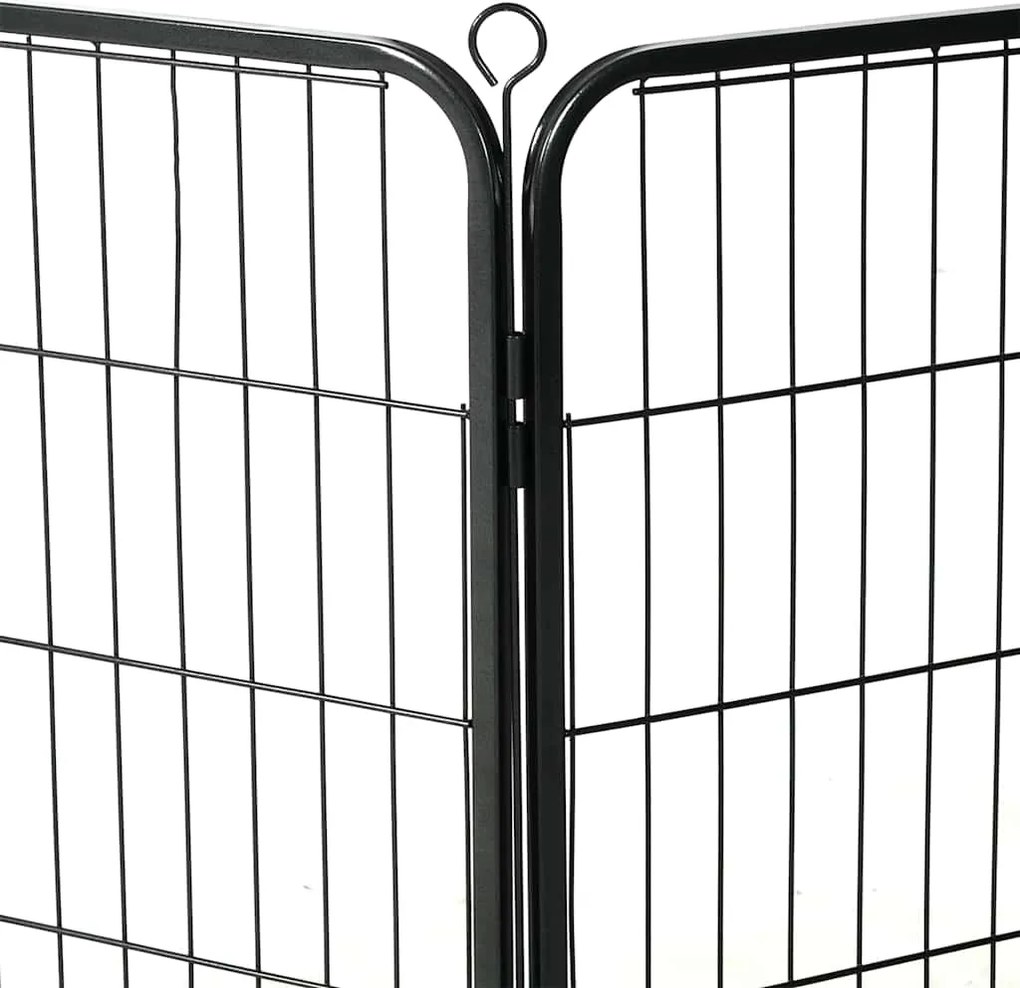 Ohrádka pro psy 12 panelů ocelová 80 x 60 cm černá 170573