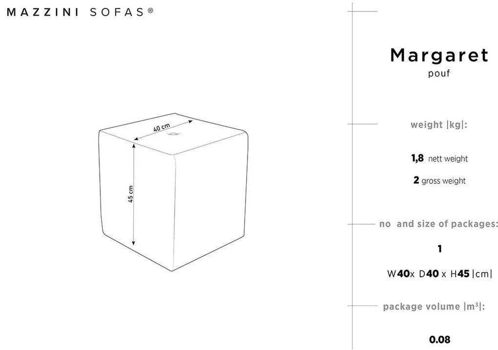 Taburet Margaret 40 × 40 × 45 cm MAZZINI SOFAS