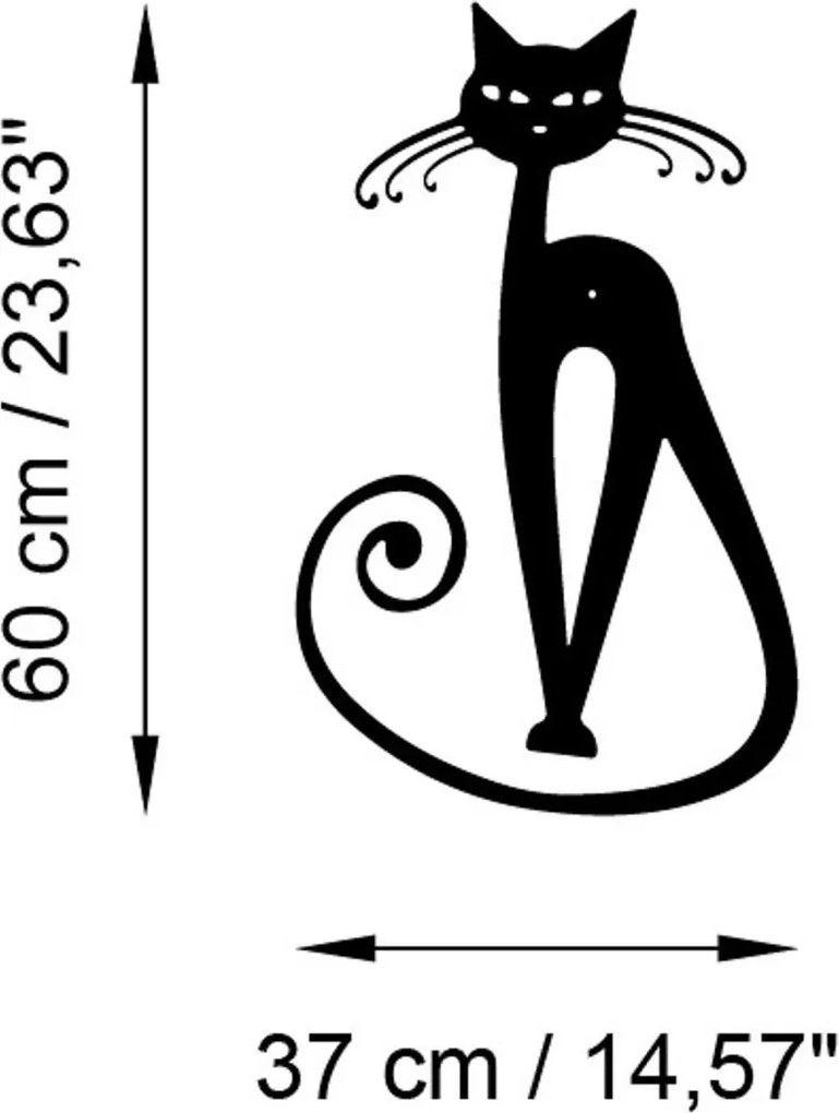 Nástěnná kovová dekorace Cat 6 černá