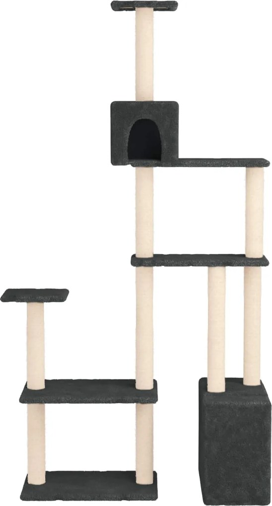 Kočičí strom se škrabacími sloupky sisal Tmavě šedá 177,5 cm 172391