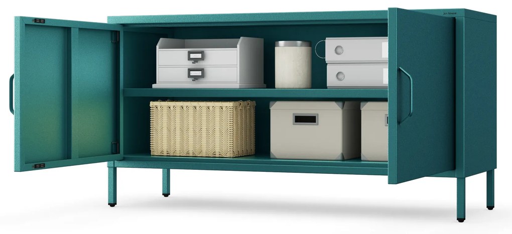 TV stolek kovový na nožkách, mořská modrá, 1150x595x400 mm: ROSA Modern