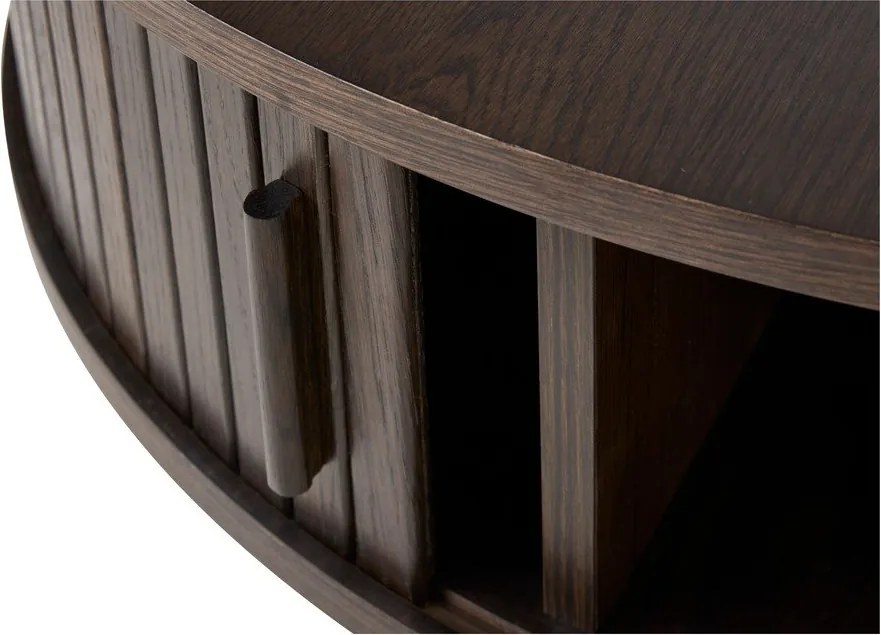 Kulatý konferenční stolek v dekoru dubu v tmavě přírodní barvě ø 85 cm Meta – Unique Furniture