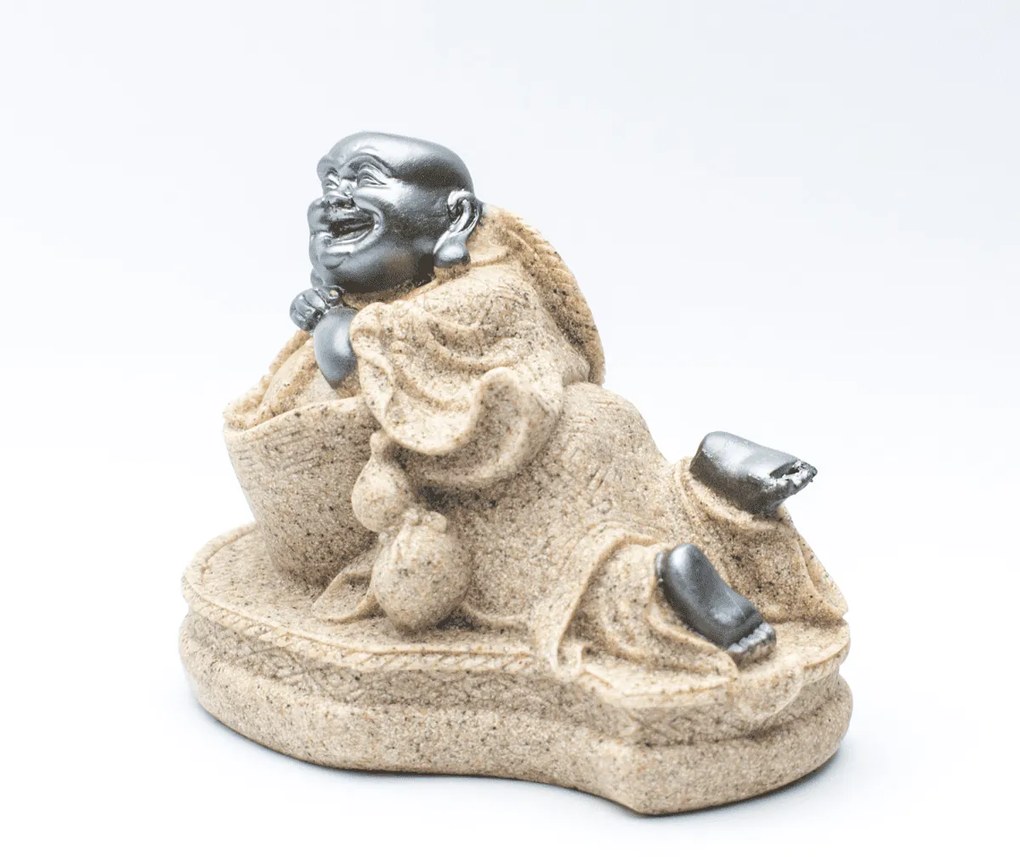 Milujeme Kameny Buddha bohatství ležící na ingotu - soška Feng shui - písková