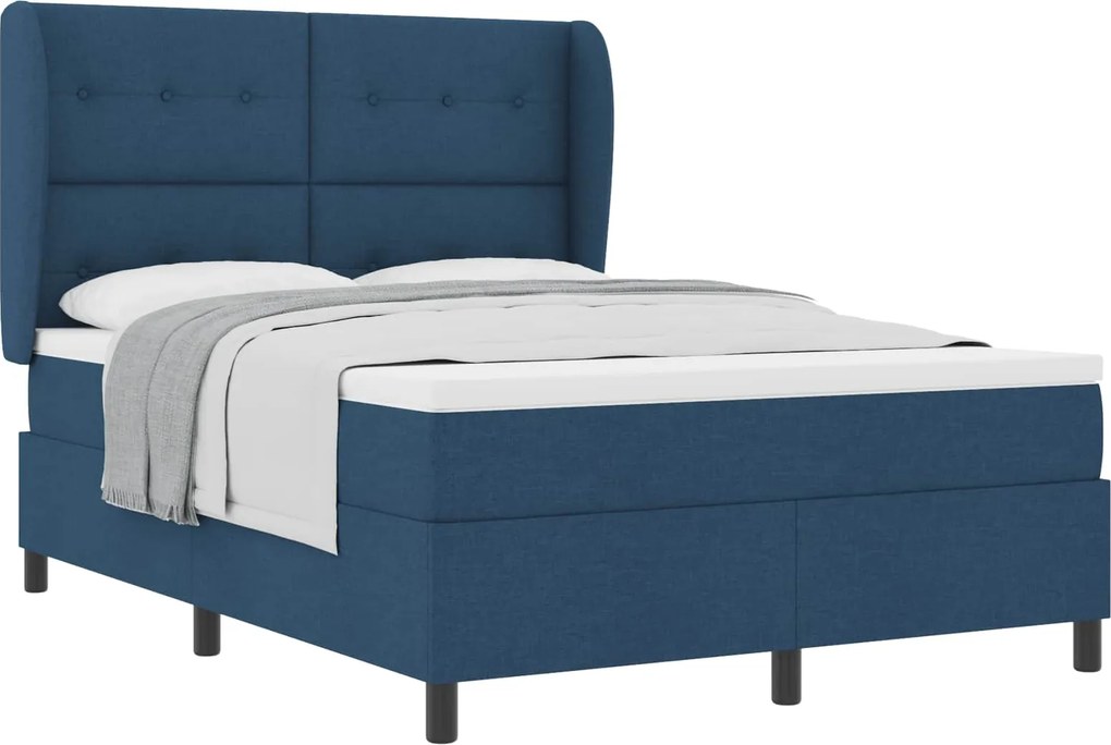 Postel s boxspringem s čelo Modrá 140 x 190 cm textil 3340563