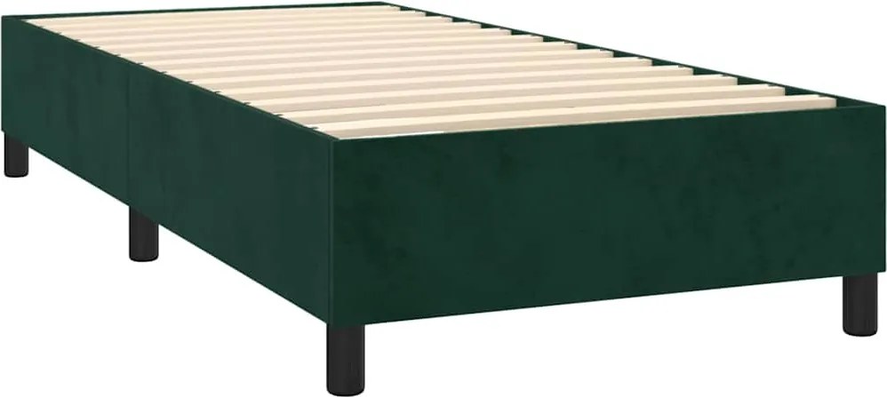 Box spring postel s matrací a LED tmavě zelená 80x200 cm samet 3139652