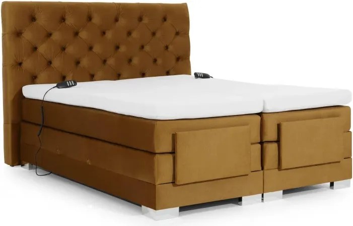 Kontinentální postel CARLINO boxspring s elektrickým polohováním 200x180, zelená (kronos 19)