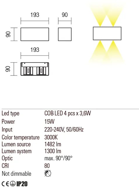 Redo Nástěnné LED svítidlo Amplitude Velikost: 90mm, Barva: Bílá