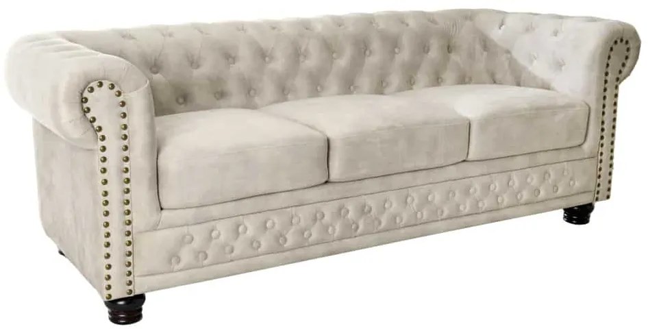 Designová trojsedačka Chesterfield 200 cm šampaňský samet