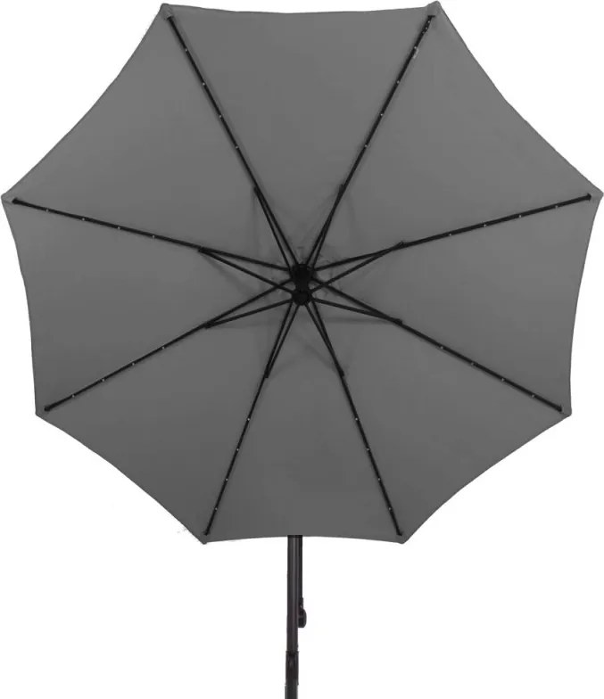 Zahradní slunečník s led osvětlením 290 cm, šedý SPRINGOS ATENA GU0046