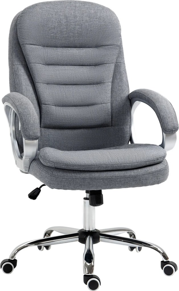 Vinsetto Kancelářská Židle Pracovní Židle Stolicová Židle Otočná Židle 360° Ergonomická Houpací Funkce Výškově Nastavitelná Šedá Látka 64 x 75 x 111-1
