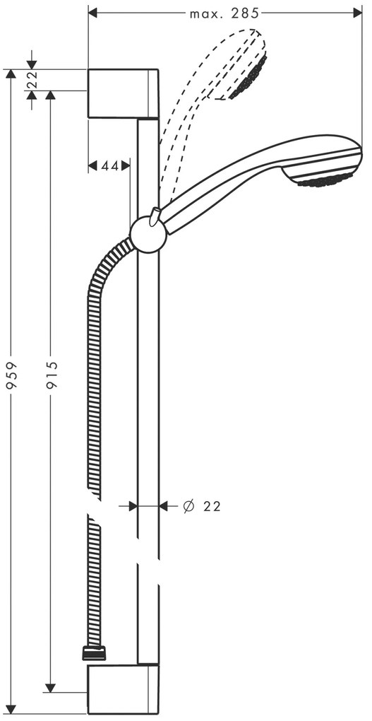 Hansgrohe Crometta 85, sprchová sada Mono se sprchovou tyčí 90 cm, chromová, HAN-27729000