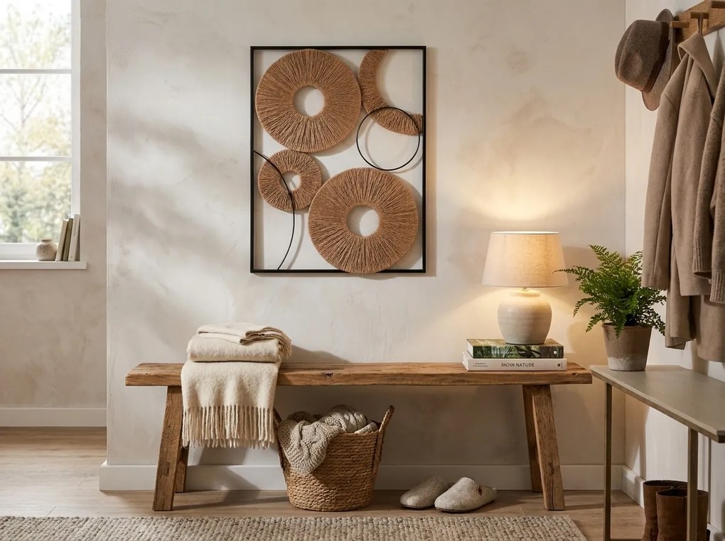 Sada 2 ks nástěnné dekorace CIRCLES kov 48x68 cm, černá / bílá