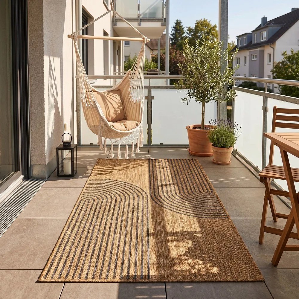 Černý/hnědý vnitřní a venkovní koberec 80x150 cm Mira 1453 – Ayyildiz Carpets