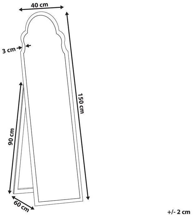 Stojací zrcadlo 40 x 150 cm stříbrné CHATILLON Beliani