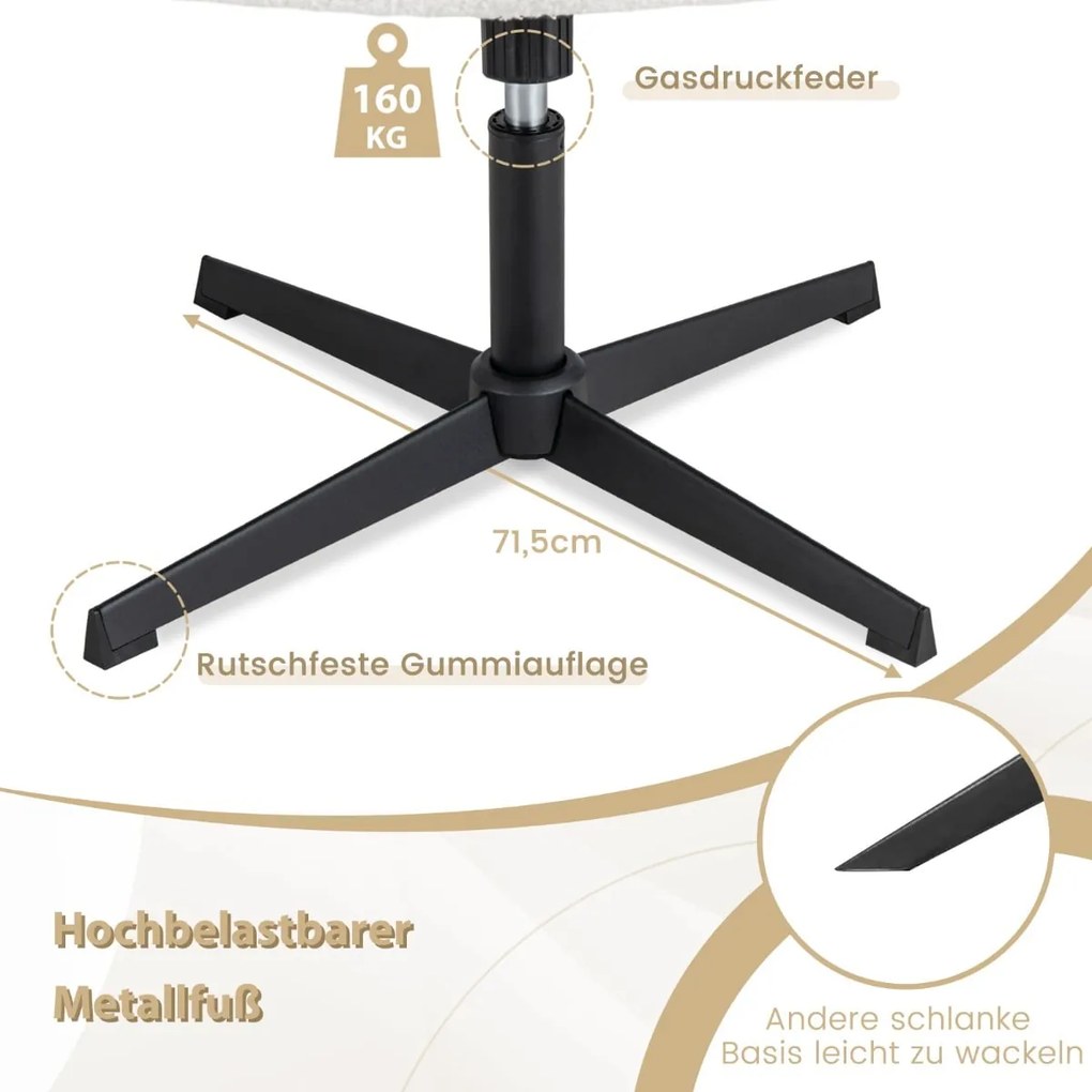 Costway Kancelářská židle s imitací jehněčí kůže a širokým sedákem a funkcí