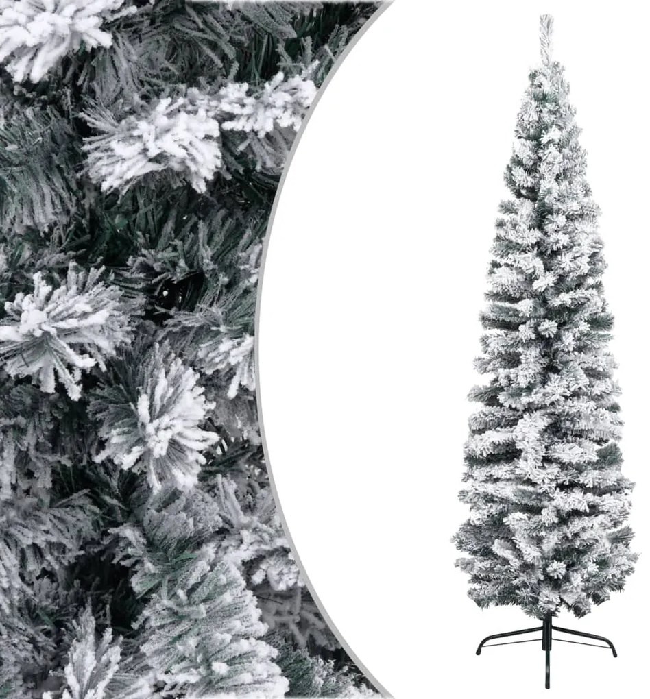 320954 vidaXL Úzký umělý vánoční stromeček zasněžený zelený 180 cm PVC