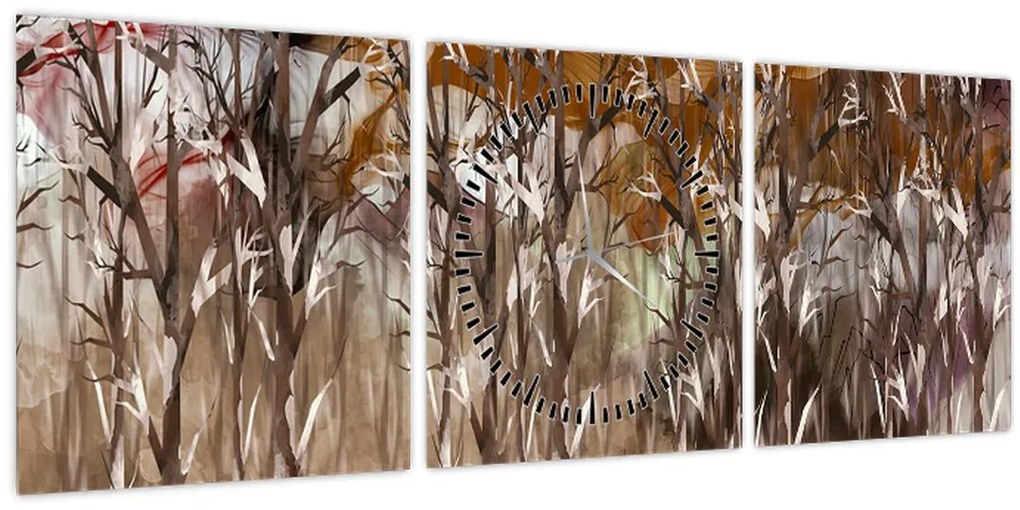 Obraz - Stromy (s hodinami) (90x30 cm)