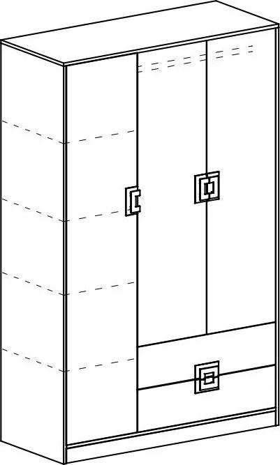 Casarredo - Komfort nábytek Dětská šatní skříň NIKO 3, 3-dveřová, dub jasný/bílá/popel