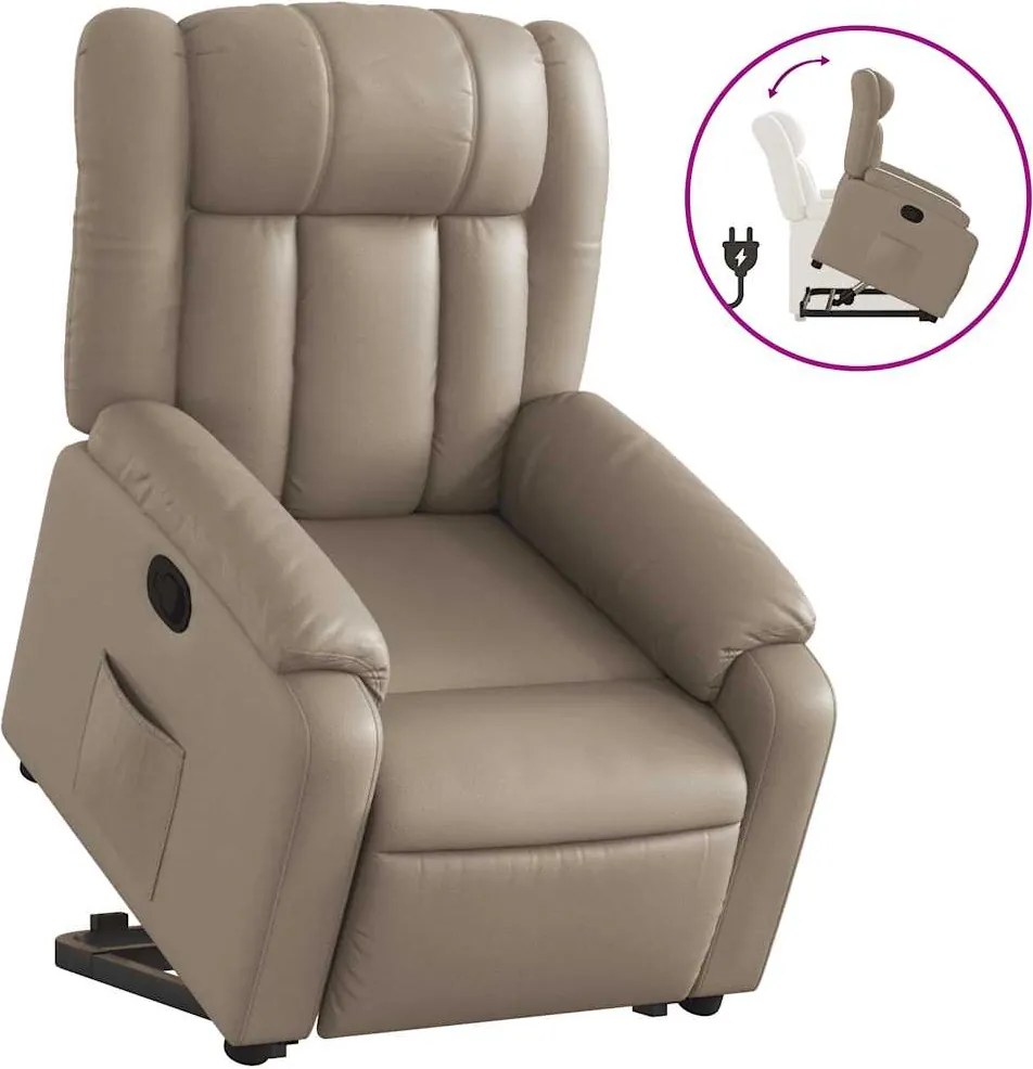 Zvedací polohovací křeslo cappuccino umělá kůže 3205270