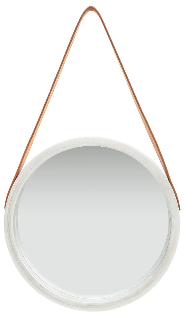 Nástěnné zrcadlo s popruhem 40 cm stříbrné 320362