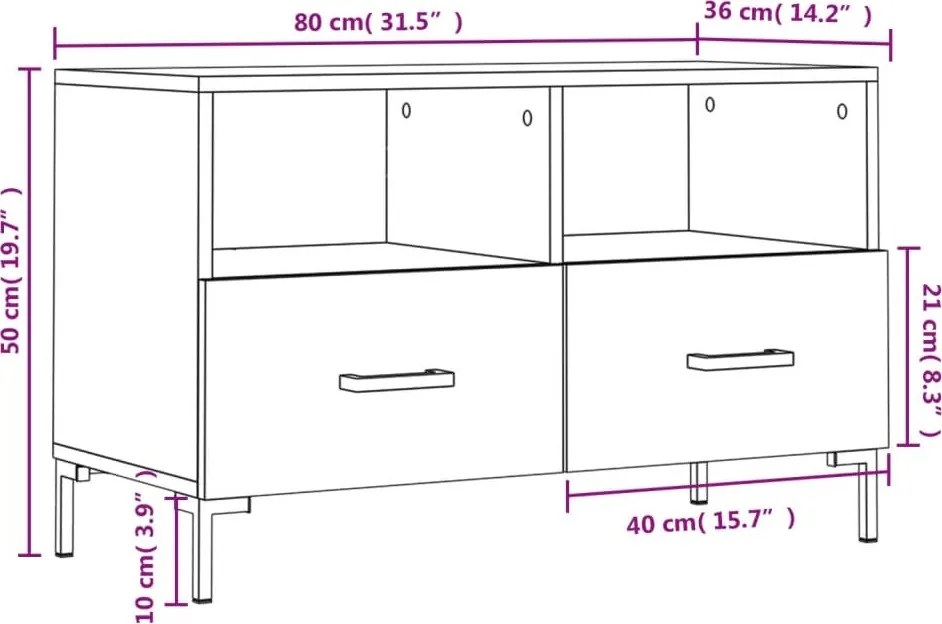 vidaXL TV skříňka 80x36x50 cm kompozitní dřevo [828977] Barva: bílá s vysokým leskem