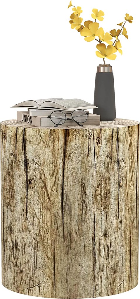 HOMCOM Cofee Table v designu stromového pařezu, Kruh, Noční stolek, Vedlejší stolek do obývacího pokoje, Zahrady, Přírodní, Ø37 x 43 cm | Aosom