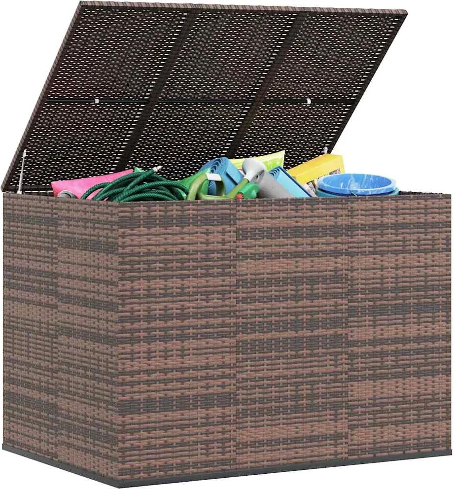 Zahradní úložný box PE ratan 145 x 100 x 103 cm hnědý 317230