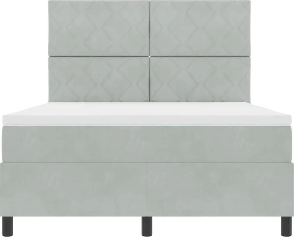 Postel s boxspringem s čelo Světle šedá 160 x 200 cm samet 3339908