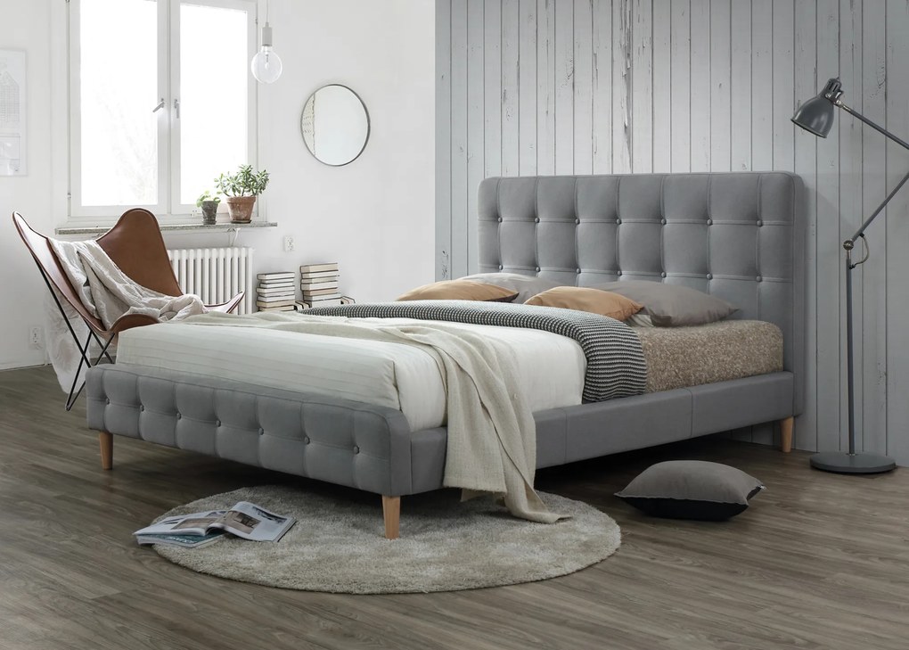Čalouněná postel ALICE 160x200 cm šedá Matrace: bez matrace