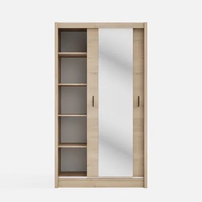 Zrcadlová šatní skříň s posuvnými dveřmi INES 120 cm dub cremona