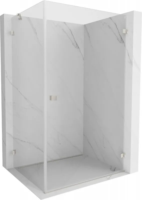 Mexen Lunar-B pravostranný výklopný sprchový kout 100 x 90 cm, čiré sklo, broušená ocel, 832-100-090-97-00-P